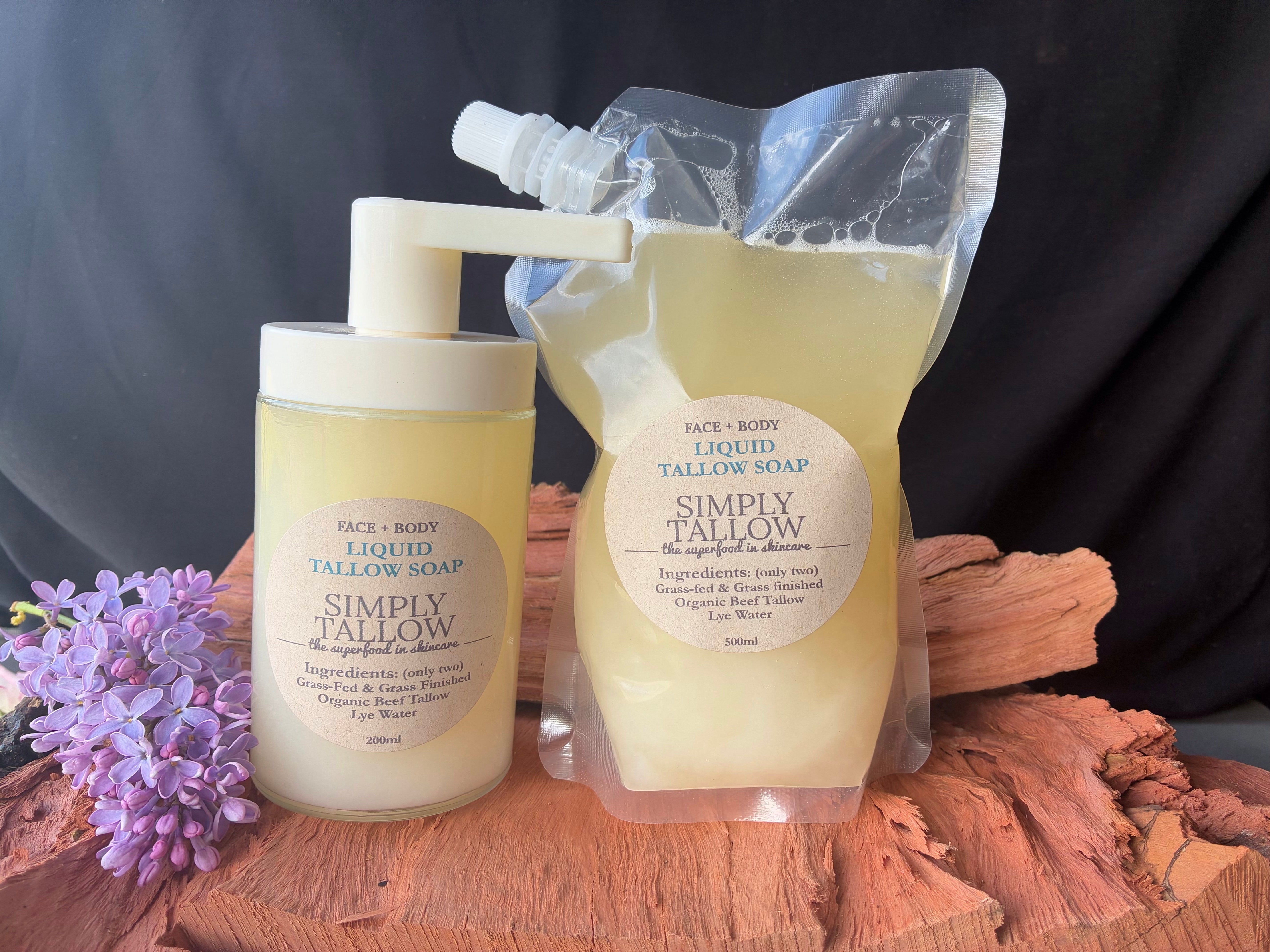 100% Pure Liquid Tallow Soap…only two ingredients – Simply Tallow